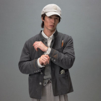 化学制品 昭和褪色晨报 旧日小立领复古夹克 J6_NVY_JACKET