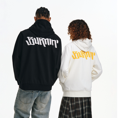 小火苗横排logo侧胸拉链帽衫