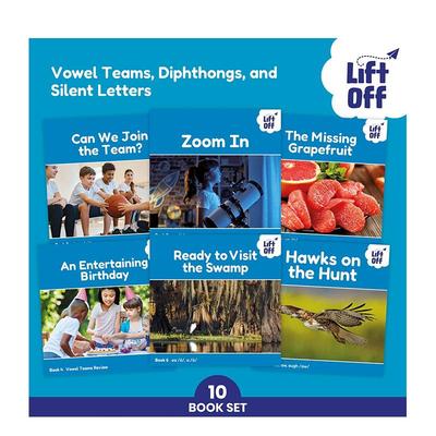 【预售】【自然拼读小飞侠】元音组合/双元音及不发音字母10册7-11岁【Phonic Books Lift Off Readers】Vowel Teams英文儿童自然