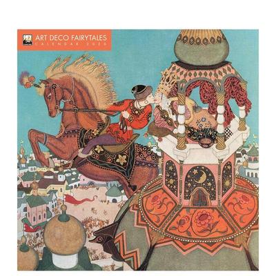 【预售】【Flame Tree】2026年装饰艺术风格童话挂历艺术日历Art Deco Fairytales Wall Calendar 2026英文文创进口原版978183562