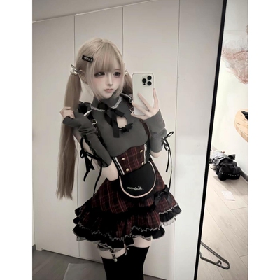 亚文化辣妹性感镂空背带裙