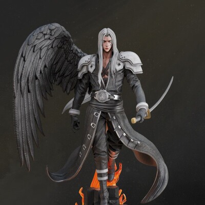 最终幻想7萨菲罗斯Sephiroth 3D打印模型STL文件素材高精度