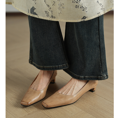 不累脚简约法式高跟鞋中跟单鞋