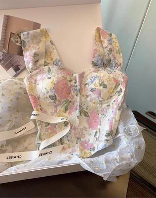 法式纯欲风碎花吊带背心