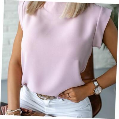 Summer simple stand collar printed ladies shirt tops women