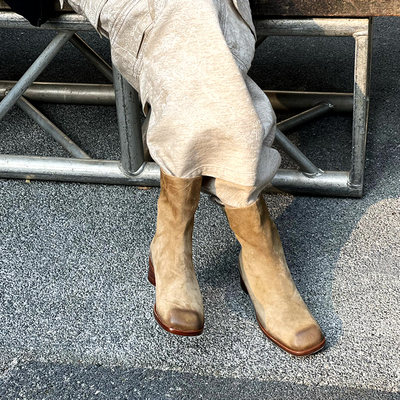 AFFLATUS3牛绒手工脏染擦色短靴