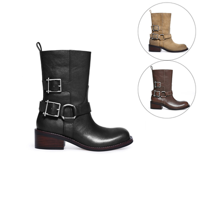 unfolio金属搭扣短靴