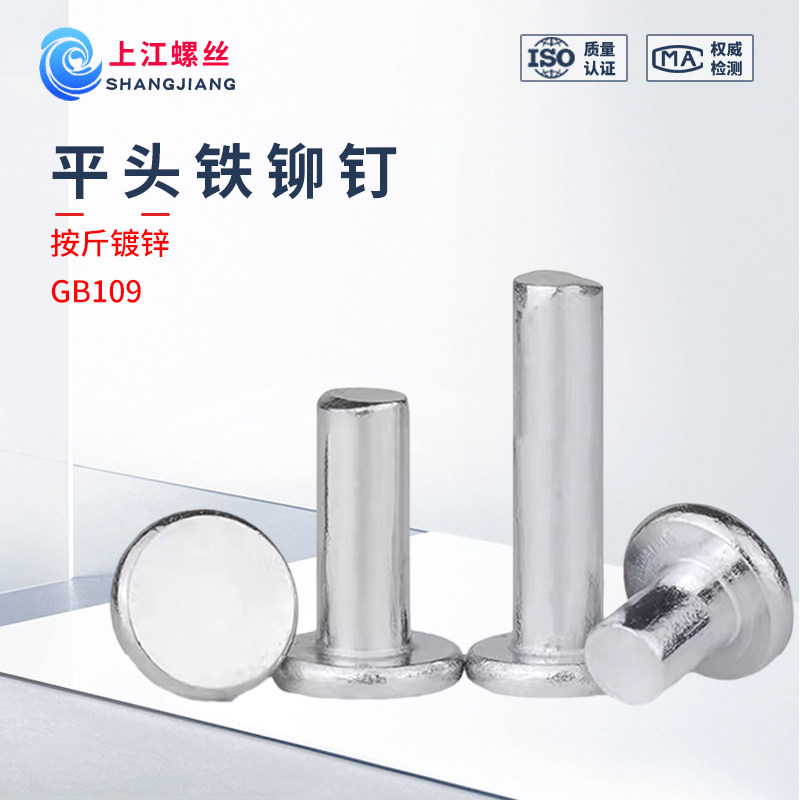GB109镀锌平头铁铆钉实心铆钉敲击式平帽卯钉按斤卖m2M2.5M3M4-M6