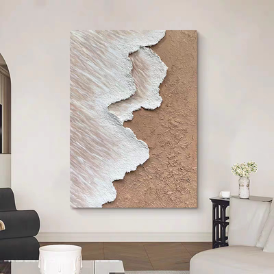 MUMO.纯手绘油画Silence侘寂风抽象海浪客厅玄关装饰画酒店挂画