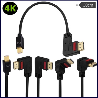 镀金mini 20p Displayport转dp弯头90度线4k显卡接显示器线带锁扣