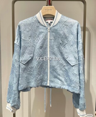 春夏款浅蓝色肌理提花休闲棒球服外套 EGJEA1232B-2699