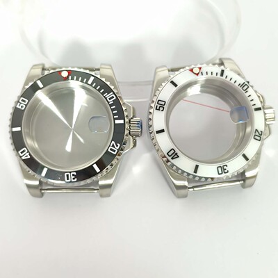 手表配件40mm精钢表壳放大镜蓝宝石玻璃适用日本NH35/36/7S机芯