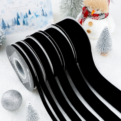 圣诞节黑色植绒丝带天鹅绒金丝绒