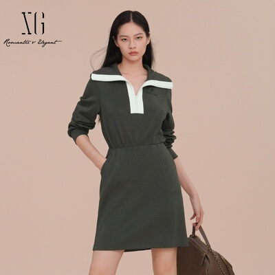 XG/雪歌2025春新款时尚百搭休闲连衣裙女中长款裙子XK104010A543