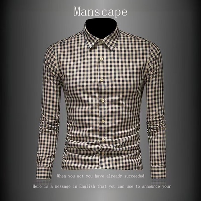 美式长袖衬衫男春季潮流时尚格子