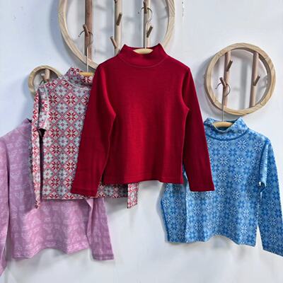 儿童美利奴羊毛小高领加厚耐磨保暖上衣秋冬保暖内衣运动速干排汗