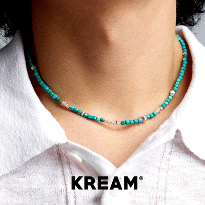 KREAM 925银绿松元素串珠项链男嘻哈女欧美潮流锁骨链