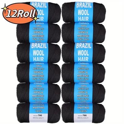 2/3/5/12pc Brazilian Wool Hair Synthetic Crochet Hair Extens