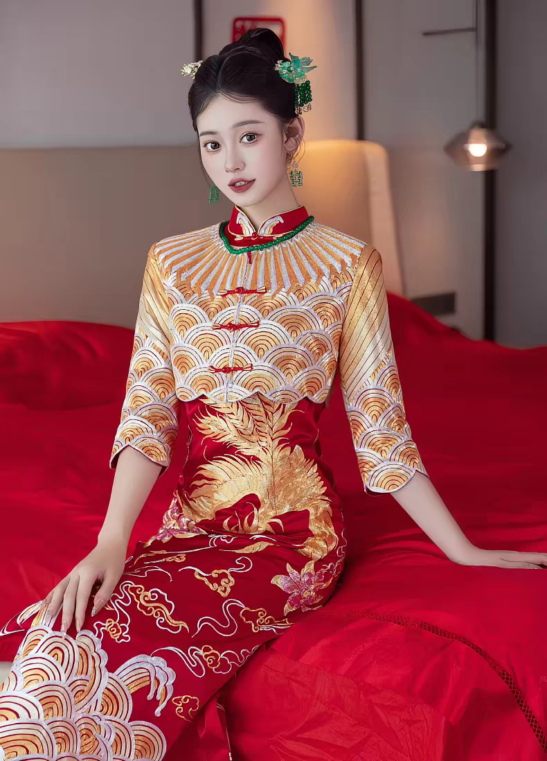 出租旗袍2025年新款敬酒服明星同款嫁衣中式新娘结婚礼服龙凤褂