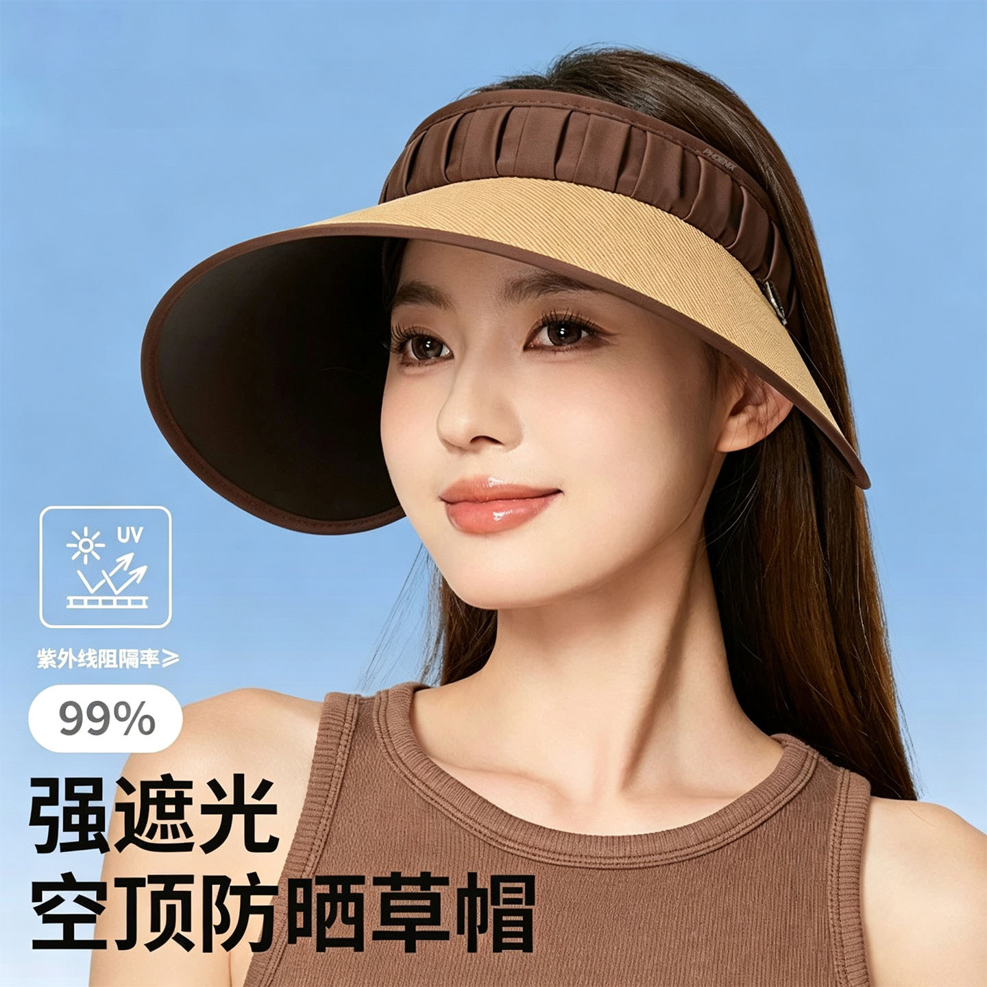 骑行防晒帽女夏季新款时尚草编太阳帽大帽檐防紫外线自行车头巾
