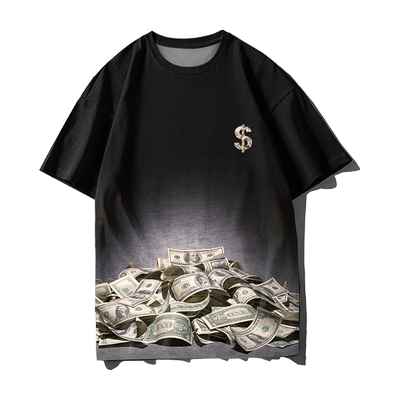 美元符号各国货币金钱短袖T恤衫