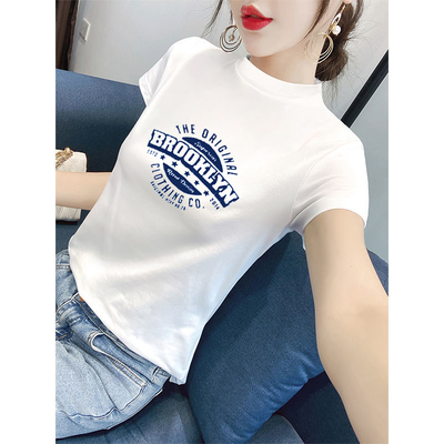 小立领白色短袖T恤半袖女2026年新款夏季正肩修身T恤短款女10514k