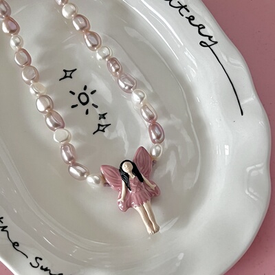 HEIXIN STUDIO 巴洛克珍珠秘鲁陶瓷仙女小众项链Jennie同款047
