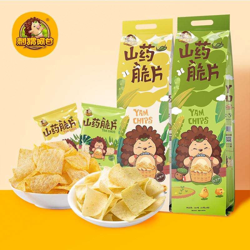 刺猬阿甘山药脆片薄片186g*2袋好吃休闲食品办公室网红脆片零食_虎窝淘