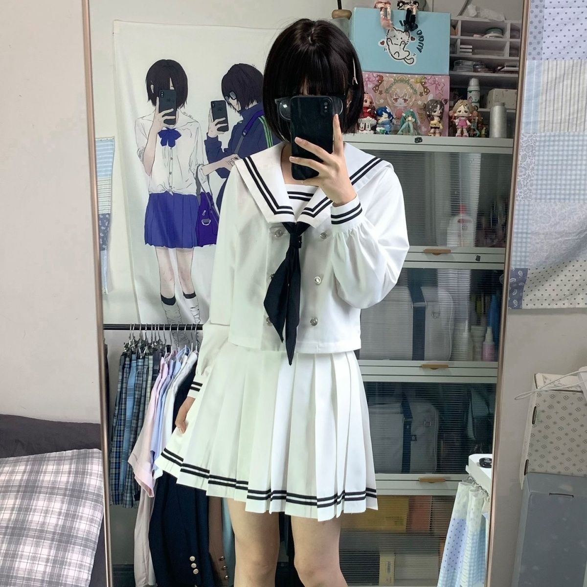 现货jk制服正版水手服海军领双排扣原创百褶裙套装平价软妹可爱风