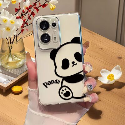适用OPPOFindN手机壳findn2折叠屏可爱熊猫透明网红保护外壳N2硬