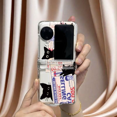 ins邮票猫咪适用OPPOfindn3/n2flip手机三星zflip5/6MOTO50折叠壳