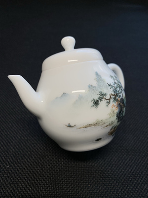 江西省高级工艺美术师王钢手绘陶瓷釉上彩山水茶壶茶器