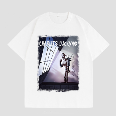 CHARLIES LUCKYNO欧美潮牌艺术短袖重磅纯棉外星人情侣款T恤
