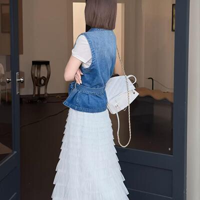 熙薇【轻絮层叠】2026春季新款百搭高腰网纱蛋糕裙M2374