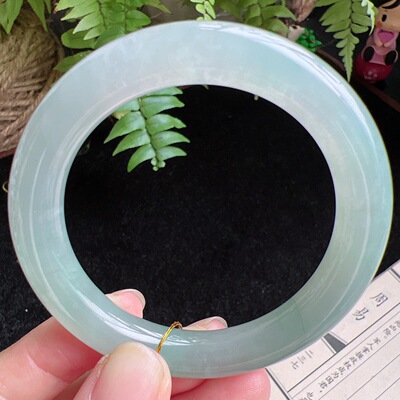 圆条51圈口缅甸天然A货老坑种玉镯平洲翡翠手镯精选编号052D0416