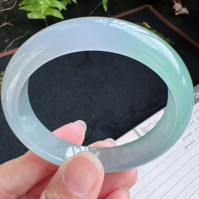 正圈51圈口缅甸天然A货老坑种翡翠手镯玉镯子平洲直供077D0127E