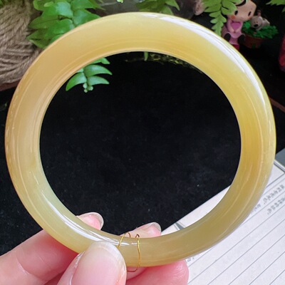 圆条54圈口缅甸天然A货老坑种玉镯平洲翡翠手镯精选编号046D0424E