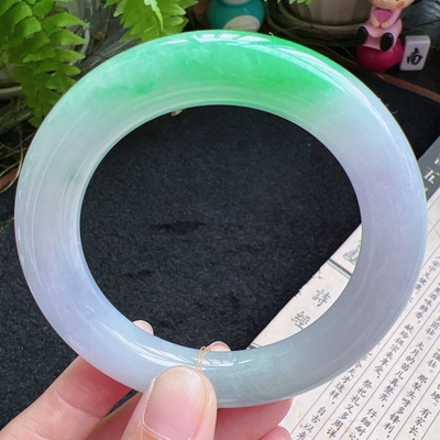 圆条58圈口缅甸天然A货老坑种翡翠手镯玉镯子平洲直供047D0128