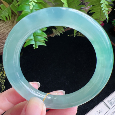 圆条53圈口缅甸天然A货老坑种玉镯平洲翡翠手镯精选编号048D0325E