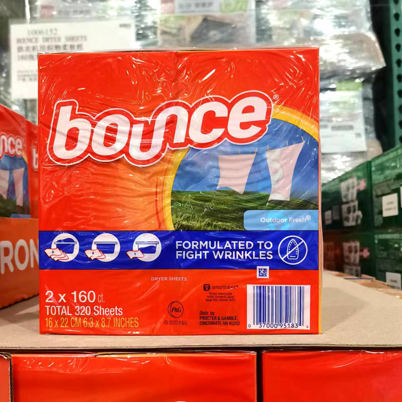 开市客代购Bounce美国进口邦氏烘干机织物衣物柔顺用纸清香型