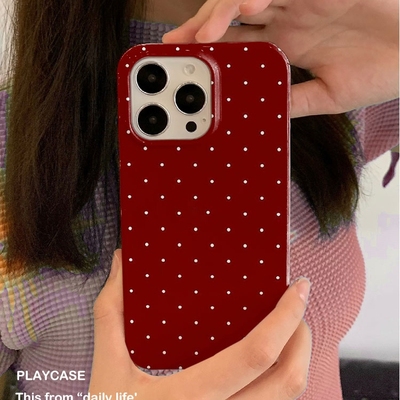 红色波点适用iPhone16/15promax手机壳华为P70小米14opporeno13菲林软壳vivox200pro红米k70pro苹果14荣耀200