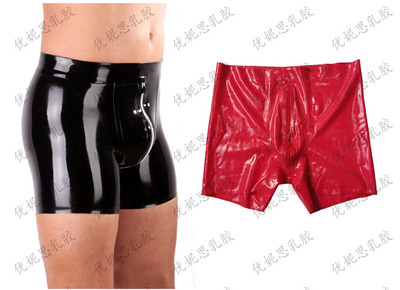 乳胶裆部拉链乳胶内裤男