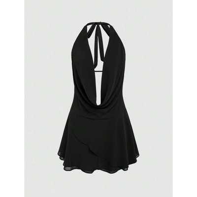 K 99985 Halter Backless Mini Dress 挂脖露背小裙子跨境外