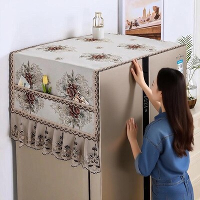 米宝熊两用冰箱防尘罩双开门盖布长方形复古风欧式冰箱防尘罩