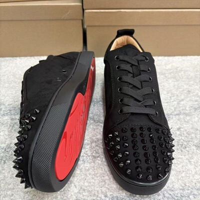 Mens Lowtop Laceup Sneakers with Rivets Red Sole Casual