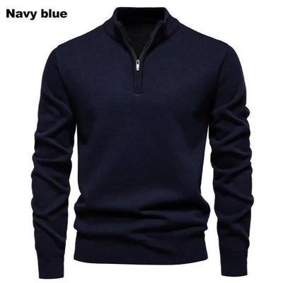 Autumn And Winter Men's Quarter Zip Sweater Slim Fit