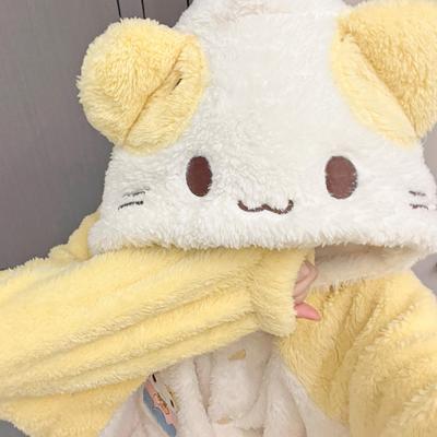 棉花糖猫猫冬季新款少女加绒加厚睡衣女珊瑚绒软妹外穿睡袍家居服