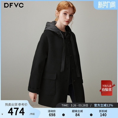 dfvc韩版中长款绵羊毛呢外套