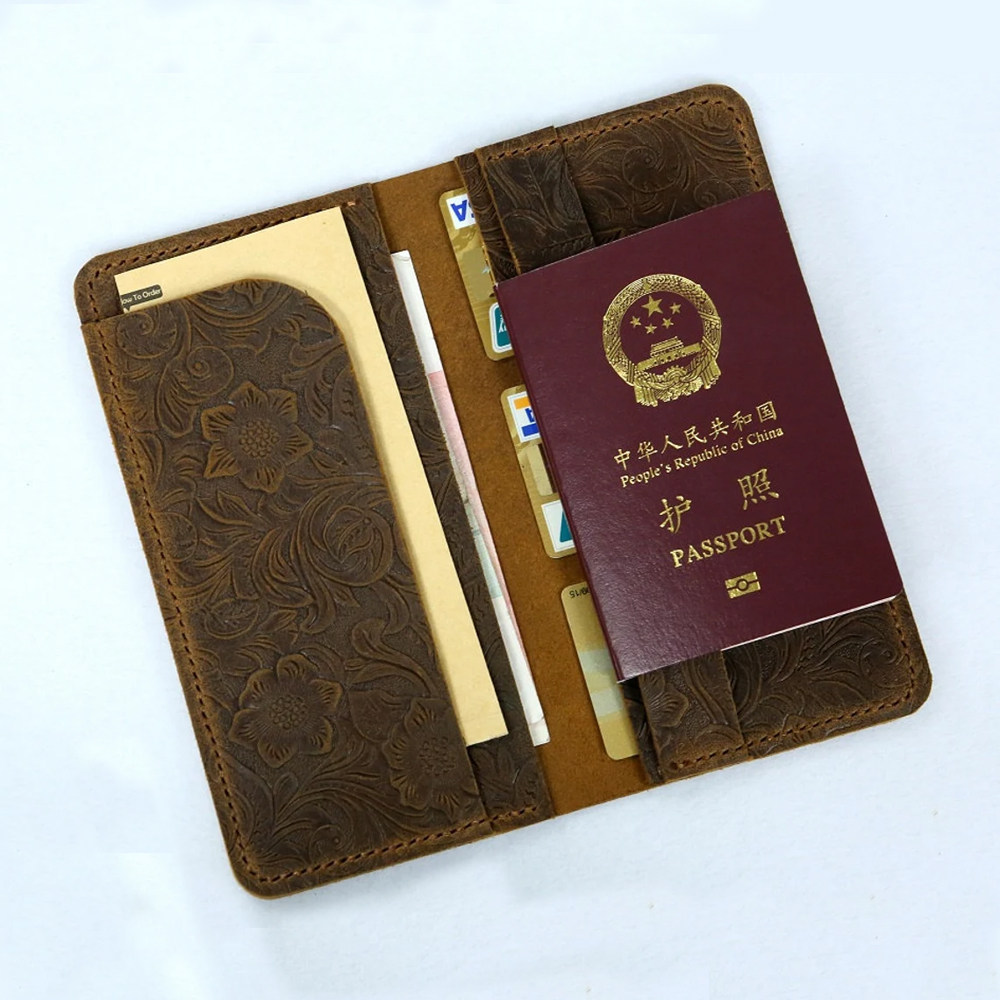单人护照本证件包美式复古头层牛皮疯马皮护照出国机票钱包TW015S