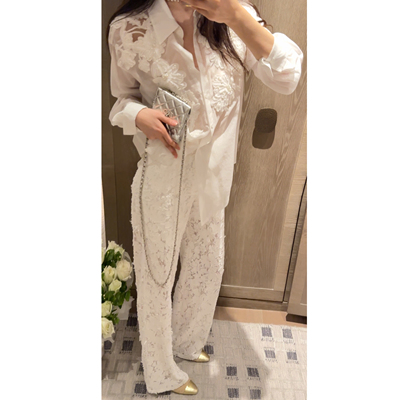 2N.COU妮蔻26春新款时尚气质蕾丝镂空休闲风长裤女设计感裤子小众